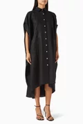 Buy Koukla Black Arabelle Shirt Kaftan in Linen Online for Women ...