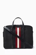 Buy Bally Black Code Briefcase in Nylon & Leather Online for Men ...