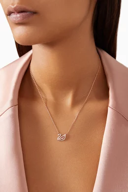 Buy Swarovski Rose Gold Dazzling Swan Necklace in Rose gold Plated Metal For Women Online Ounass Oman